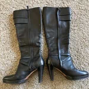 Cole Haan | Shoes | Coke Haan Nike Air Black Platform Knee Zip Boots ...